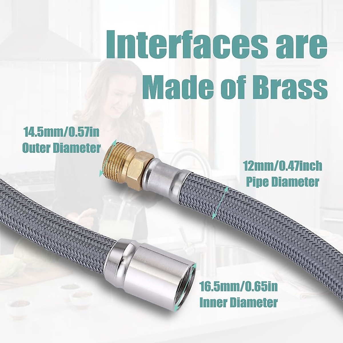 Kitchen Faucet Replacement Hose for American Standard M922367-007220A, Faucet-Supply-Lines, Kitchen Sink Hose Replacement - 59” Hose for Sink Faucet (Faucet Hose)