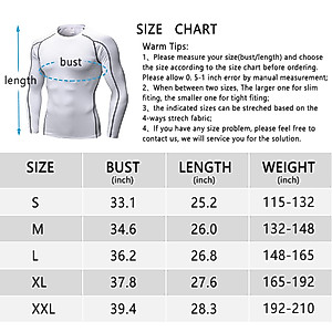CARGFM Men's Compression Shirts Long Sleeve Gym Athletic Gym Workout Undershirts Active Dry Fit Base Layer Running Top White