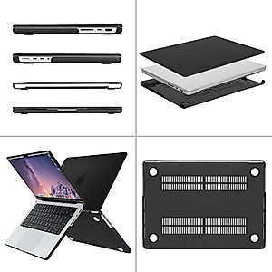 MOSISO Compatible with MacBook Pro 14 inch Case 2023 2022 2021 Release M2 A2779 A2442 M1 Pro/Max Chip with Touch ID, Plastic Hard Shell Case&Keyboard Cover&Screen Protector&Storage Bag, Black