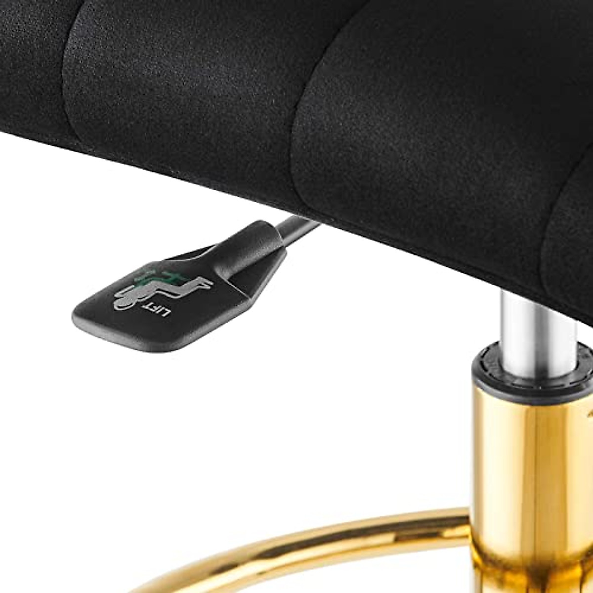 Modway Ripple Armless Performance Velvet Drafting Chair in Gold Black