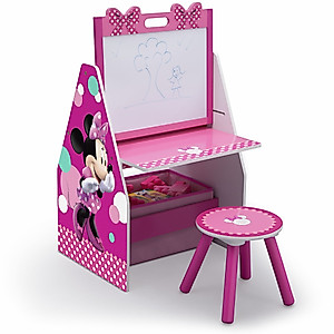 Delta Children Kids Easel and Play Station – Ideal for Arts & Crafts, Drawing, Homeschooling and More - Greenguard Gold Certified, Disney Minnie Mouse