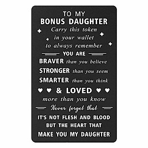 ENGZHI Stepdaughter Gifts Bonus Daughter Birthday Card - You Are Love More Than You Know - Step Adopted Daughter Gifts from Stepmom Stepdad, Like A Daughter Wallet Card