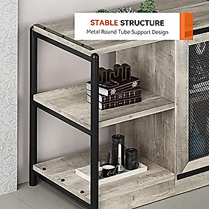 IDEALHOUSE TV Stand for 65+ Inch TV, Industrial Entertainment Center TV Media Console Table, Farmhouse TV Stand with Storage and Mesh Door, TV Console Cabinet Furniture for Living Room (Rustic Grey)