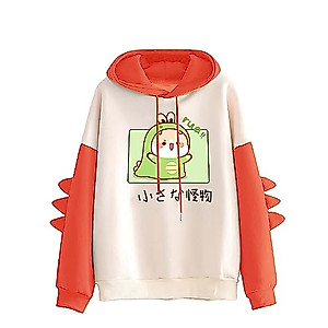 Comigeewa Hoodie for Women Lightweight,Lindo dinosaurio Kawaii con capucha para mujer Casual Animal impreso manga larga divertida Sudadera vacaciones 2023,Red,Small