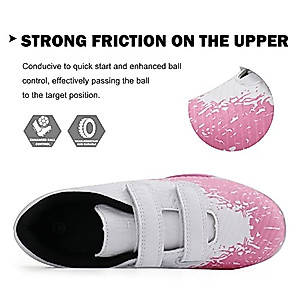 brooman Kids Turf Soccer Shoes Boys Girls Football Shoes Indoor Soccer Shoes (1,White Pink)