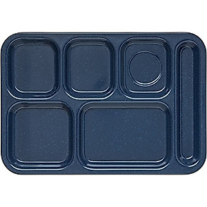 Carlisle FoodService Products Right Hand 6-Compartment Melamine Tray 14.5" x 10" - Café Blue