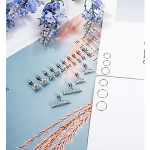 Masedy 10Pairs Stainlesss Steel Cartilage Stud Earrings for Women Helix Tragus Couch Hoop Piercing Earrings Set 10S