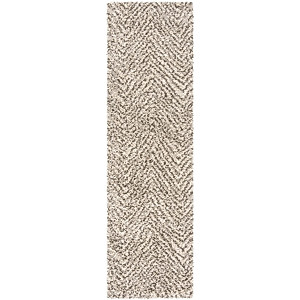 SAFAVIEH Hudson Shag Collection Area Rug - 8' x 10', Ivory & Grey, Chevron Design, Non-Shedding & Easy Care, 2-inch Thick Ideal for High Traffic Areas in Living Room, Bedroom (SGH375A)