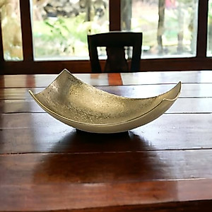 Modern Day Accents 3533 Cucha Large Scoop Gold Bowl, Shiny, Aluminum, Tabletop, Accent Piece, Centerpiece, Fruit Bowl, Fruit Holder, Potpourri Bowl Home Office or Room Decor 17.25"L x 9.75"W x 5.5"H