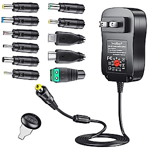 SoulBay 48W Universal AC Adapter DC 5V 6V 7.5V 9V 12V 15V 19V 20V Switching Power Supply 100-240VAC Input US Plug Transformer with 11 Tips for Household Electronics, USB-C & 5.5 * 2.1mm Included