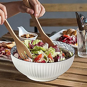 Houlu 60 oz Pho Bowls, Large Soup Bowl, Japanese Ramen Bowl Set, 8 inches Big Porcelain Bowls Set of 3, Leaf Patterns