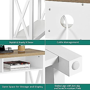 YITAHOME Farmhouse Console Table for Entryway with Charging Station, 40 inch Entryway Tables with Storage Shelf Narrow Sofa Table for Entryway, Living Room, Hallway, Grey Wash