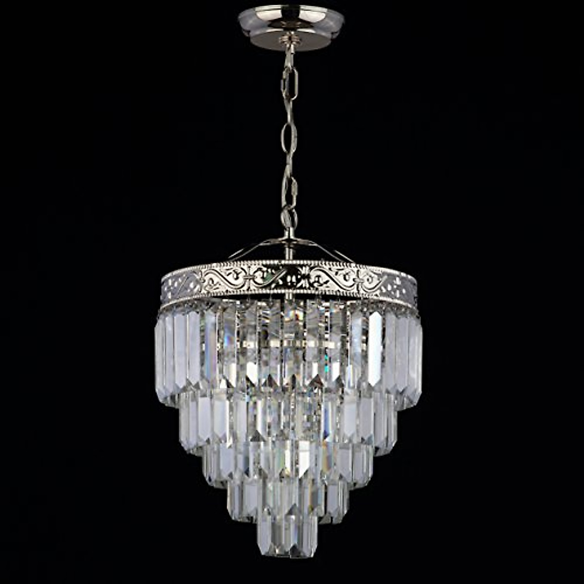 JONATHAN Y JYL9006A Wyatt 12" 2-Light Crystal LED Chandelier Contemporary,Classic,Traditional Dimmable, Adjustable, for Foyer, Closet, Dining Room,, PolishedNickel/Clear