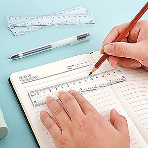 cobee Plastic Clear Rulers, 10 Pcs 6 Inch Transparent Straight Ruler with Inches/Centimeters Mini Shatterproof Rulers Measuring Tool for Kids Students School Classroom Office Supplies