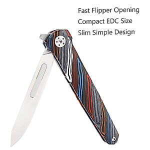 TENCHILON T369 Small Folding Pocket Flipper Scalpel Knife, 10pcs #60 Replaceable Blades, G10 Handle, Compact Slim Gentleman's Scalpel EDC Utility Knives 1.2oz