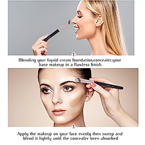 ENERGY Angled Flat Concealer Brush Under Eye Concealer Nose Contour Brush for Bronzer Liquid Foundation Cream Cosmetic Press Powder Concealer Palette Blending Buffing Stippling Brush Small 370S