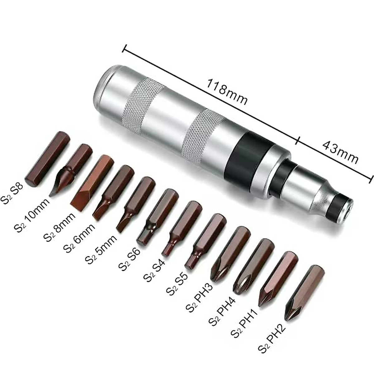 JIXINLAR 1/2" Manual Hand Impact Driver Set Extractor-12 PCS Impact Screwdriver S2 Steel Much More Durable Disengage Rusted Fasteners or Frozen Bolts Manual Reversible Impact Driver Set