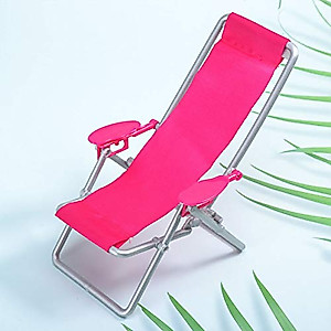 STOBOK 2PCS Mini Dolls House Miniature Folding Beach Chairs Plastic Beach Lounge Chairs Dollhouse Furniture Accessories