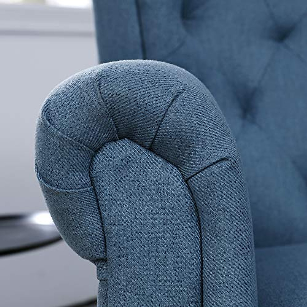 LOKATSE HOME Accent Chair Modern Club Armchair Indoor Furniture Comfy Upholstered Single Sofa for Living Room, Bedroom, Blue