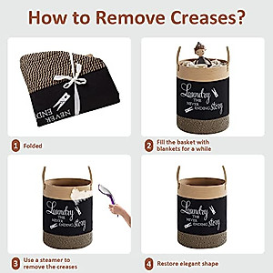 YOUDENOVA Woven Rope Laundry Basket, Tall Dirty Clothes Hamper for Blanket Storage in Bedroom, Bathroom,Living Room - Brown, 58L