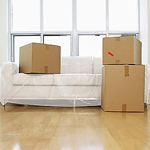 STARTWO Furniture Cover Plastic Bag Plastic Couch Cover Heavy Duty Water Resistant Thick Clear | Sofa Slipover for Moving and Long Term Storage 42”(Width) x 34”(Depth) x 42"(Height)