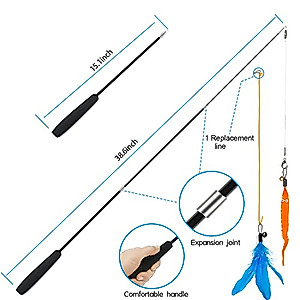 ZPH Cat Toys Interactive for Indoor Cats,2PCS Retractable Cat Wand Toys,10PCS Teaser Toys&1PCS Hanging Door Lure Cat Toy,Interactive Feather toy for Teaser Play and Chase Exercise With Kitten