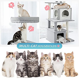 Made4Pets Modern Cat Tower for Indoor Big Cats, Wood Cat Tree with Scratch Post and Top Perch Bed, Tall Kitty Condo Litter Box for Large Cats 20 Lbs, Heavy Duty Narrow Kitten Tree