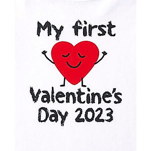 The Children's Place Baby Holidays Long Sleeve Graphic Bodysuits, My First Valentines Day-2023, 6-9 Months
