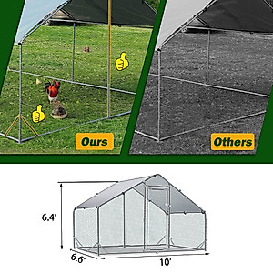 Betterhood Large Metal Chicken Coop Upgrade Tri-Supporting Wire Mesh Chicken Run,Chicken Pen with Water-Resident and Anti-UV Cover,Duck Rabbit House Outdoor(10’ W x 6.6’ L x 6.5’ H)
