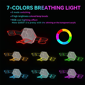 HiBloks RGB Wall Mount Charging Station for Meta/Oculus Quest 2 Accessories, Magnetic Controller & Headest Charger with 2 Rechergeable Batteries, Battery Cover and USB-C Charger Cable