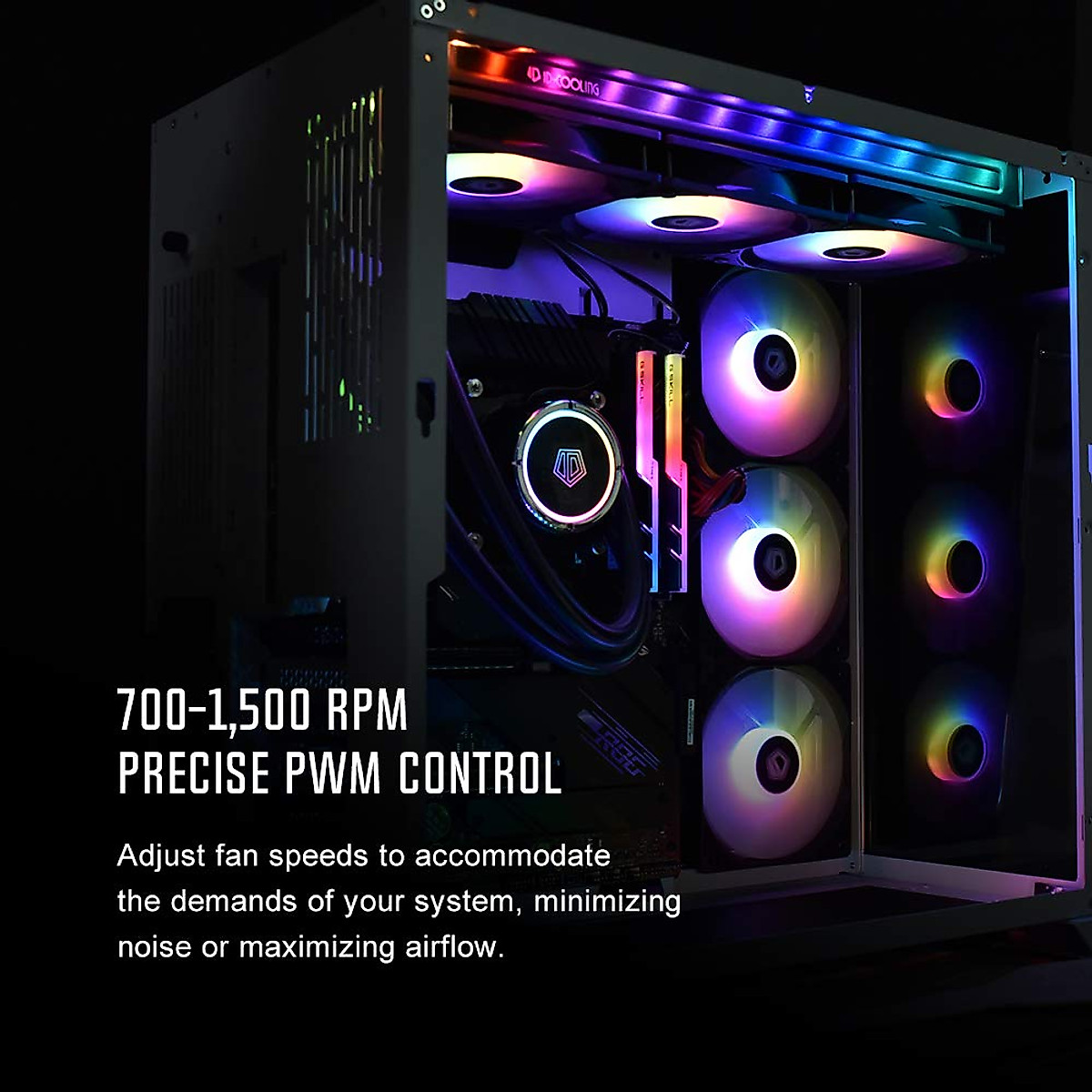 ID-COOLING XF-12025-ARGB-TRIO 120mm Case Fan ARGB 3 Pack RGB Fans 5V 3-PIN Connector MB Sync Internal Fans Cable Management Silent Fan PWM Fan for CPU Cooler/Radiator/PC Chassis