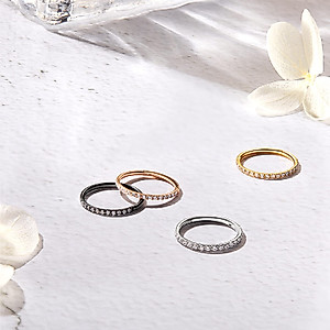 MissNity 316L Surgical Steel Hinged Nose Rings Hoop 18G Clicker Segment Septum Daith Helix Tragus Earrings Jewelry with CZ Gem, 18 Guage, Silver, 8mm