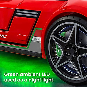 Cilek GTS EV Twin Race Car Bed, Remote Control, LED Lights, EV Sound FX, Vegan Leather Interior, License Plate, Red