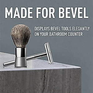 Bevel Safety Razor & Shaving Brush Display Stand with Non Slip Base, Dual Shave Stand Designed to Prevent Water Damage, Improve Hygiene and Protect Shaving Kit