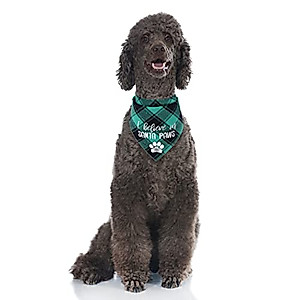 Christmas Dog Plaid Bandana Triangle Bib Set Scarf Accessories Holiday for Pet Dogs Cats