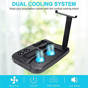 Charging Station for PS5 VR, PS VR Charging Display Stand - Showcase, Cool, Charge, and Display your PS5 VR - Playstation 5 Vertical Stand, Fan, Controller Charger and Hub