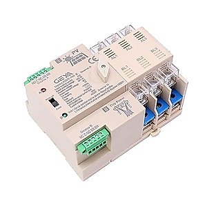 GAEYAELE on-Grid Photovolatic Power Automatic Transfer Switch Din Rail 3P 63A AC220V ATS PV Solar System Power Generator Transfer Switch Use (ATS-3P-63A-220VAC-Solar)