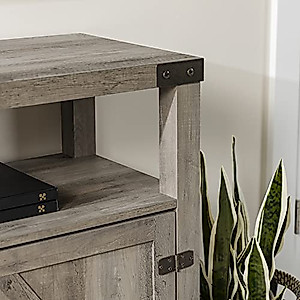 Walker Edison Georgetown Modern Farmhouse Double Barn Door Highboy Storage TV Stand for TVs up to 65 Inches, 58 Inch, Grey Wash