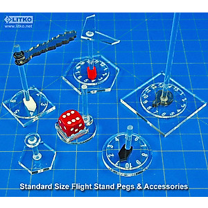 LITKO 27mm Circular Flight Stand Kit | Compatible with Star Wars: Legion | 3mm Clear with 1.25 inch Peg | 10 Pack