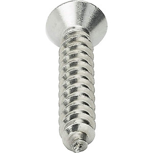 Self-Tapping #10 x 1-1/2" Flat Head Deck or Sheet Metal Screws Square Drive, Stainless Steel 18-8, Full Thread, Bright Finish (100)