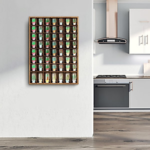 Barydat Shot Glass Display Case Wood Shot Glass Holder 56 Compartments Shot Glass Shelf Wall-Mounted Rustic Glass Bar Cabinet(Brown, 2 Pcs)