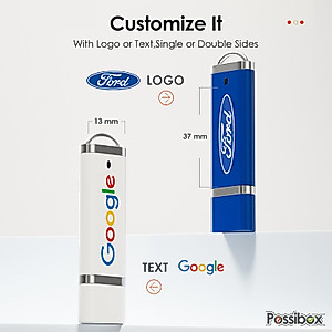 Possibox Customized Bulk USB 2.0 Flash Drives 8GB Personalized with Your Logo - for Promotional Use - 50 Pack