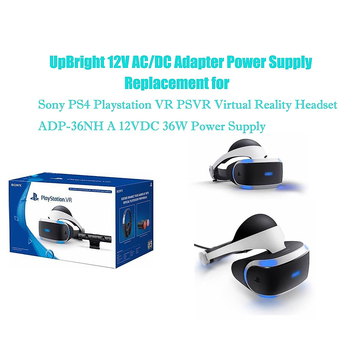 UpBright 12V 3A AC/DC Adapter Compatible with Sony PlayStation VR Virtual PS4 4 PSVR PSVR2 CUH-ZAC1 CUH-ZVR2 CUH-ZVR1 ADP-36NH A EVI-D100 SQN36W12P-04 Jet 12VDC 36W Power Supply Cord Battery Charger