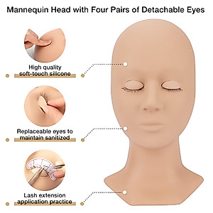 LASHVIEW Lash Extension Kit, Eyelash Extension Kit,Professional Eyelash Mannequin Head Kit with 4pc Removable Eyelids, Lash Kit for Eyelash Extensions Beginners,Training Makeup and Eyelash Graft