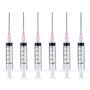 6PCS 5ML/CC Ink Filling Plastic Syringe Set with Blunt Stainless Needle Tip for Fountain Pen, Printer