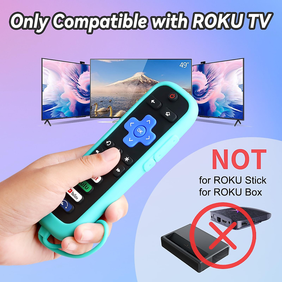 New Universal TV Remote Compatible Only for R-ku TVs Remote,Compatible for TCL R-ku/Hisense R-ku/Onn R-ku TVs (Not for R-ku Stick and Box) (Pack of 2)