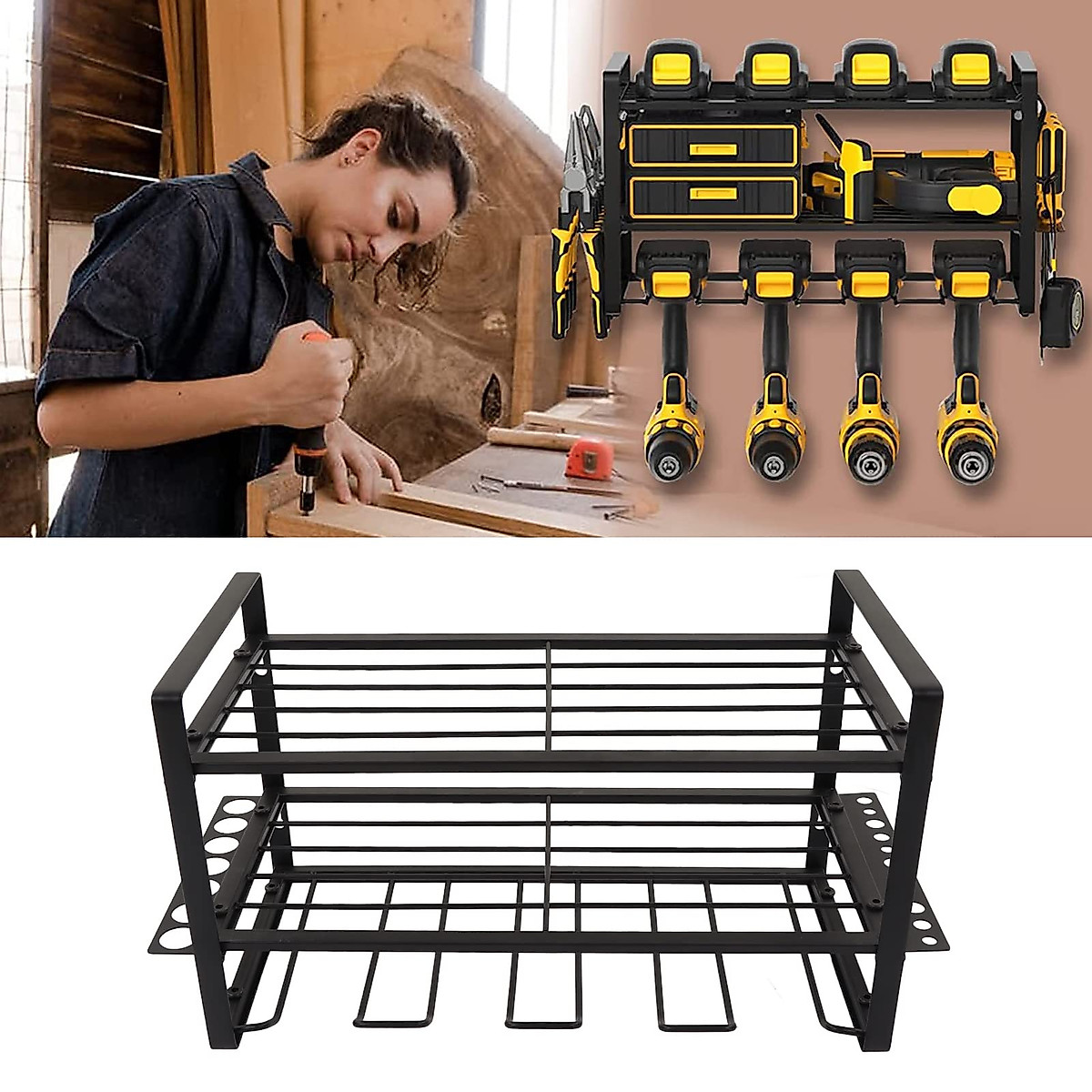 Wall Mounted Power Tool Organizer Electric Drill Tool Holder Cordless Drill Shelf Support for Tool Storage Drill Storage