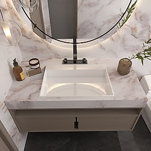 Marble Contact Paper for Countertops Marble Wall Paper Matte Peel and Stick Wallpaper Removable Self Adhesive Granite Vinyl Film Waterproof Roll 15.7”×79” Thick, Easy to Clean & Install White/Gold