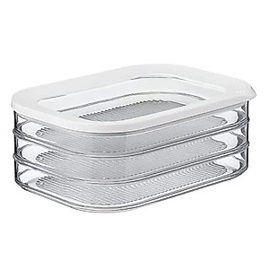 Dewedrt 1.6L with 3 Tier Meat Pieces Storage Box Airtight Lid Dishwasher Safe 3Layer Crisper
