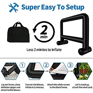 AZXRHWYGS 16 Feet Inflatable Movie Screen Outdoor, Inflatable Projector Screen with Blower Carry Bag - Supports Front and Rear Projection Blow Up Screen for Backyard Movie Night Pool Party